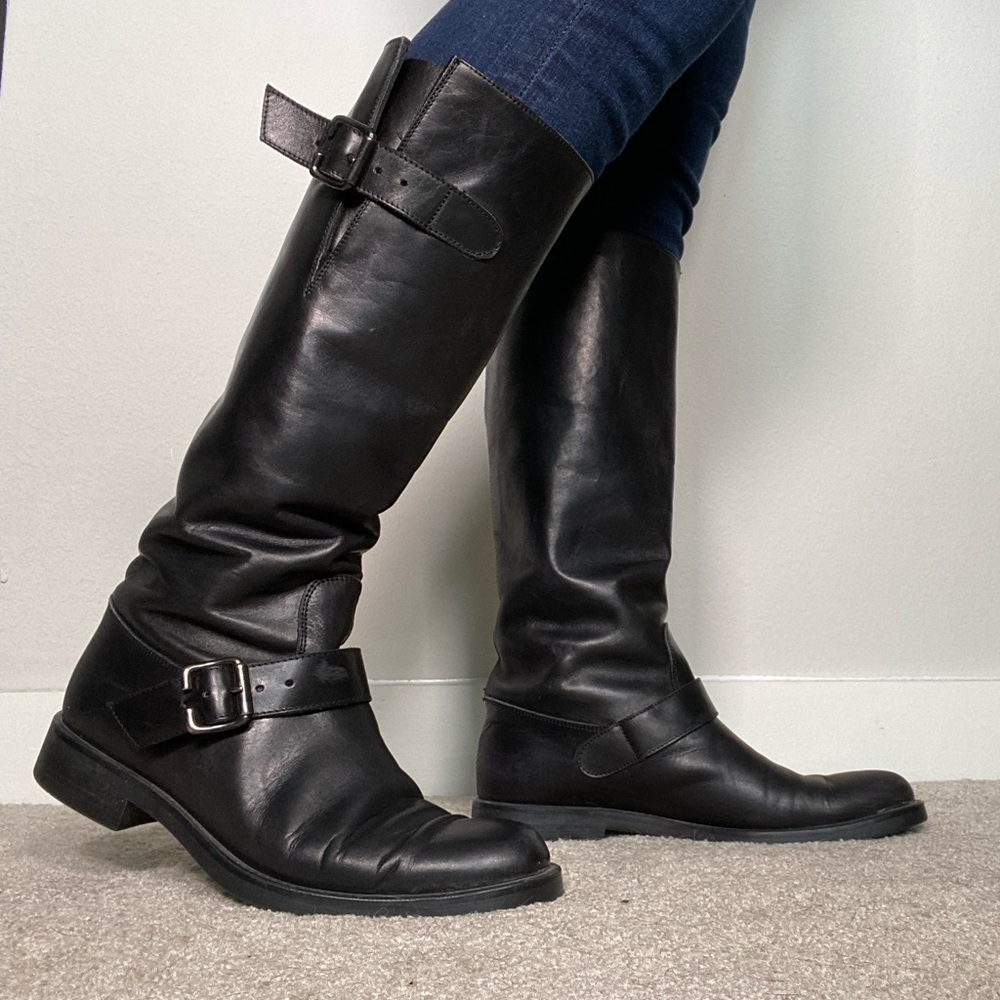 Studio Pollini Black Leather Riding Style Boot - Gem